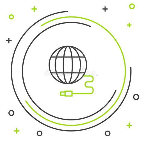 Line Global Technology Or Social Network Icon Isolated On White