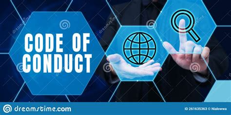 Writing Displaying Text Code Of Conduct Internet Concept Ethics Rules
