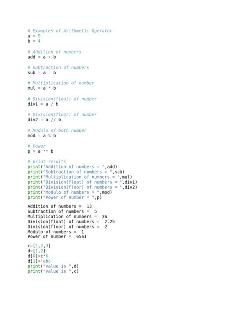Operator In Python Pdf Number Theory Arithmetic