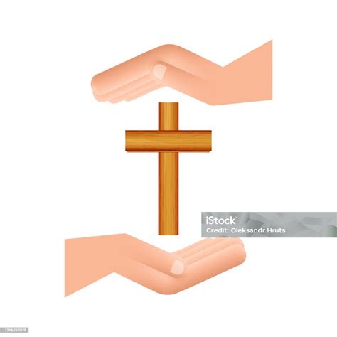 흰색 배경에 손 디자인에 크로스 우드 아이콘 종교 아이콘 검은색에 대한 스톡 벡터 아트 및 기타 이미지 검은색 공포 무서움 교회 Istock