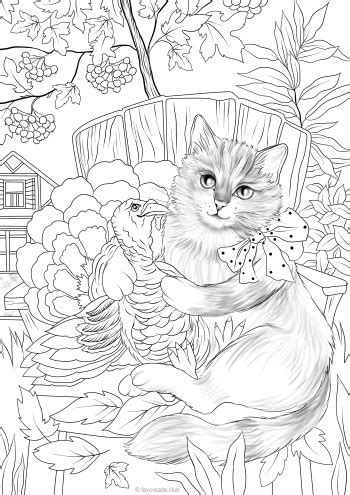 Thanksgiving Cat Coloring Pages