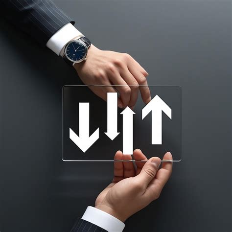 Business Mans Hand With Up And Down Arrows Premium Ai Generated Image