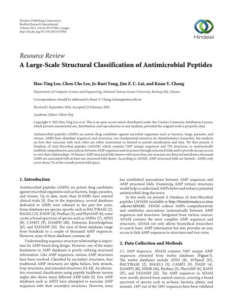 Pdf A Large Scale Structural Classification Of Antimicrobial Peptides