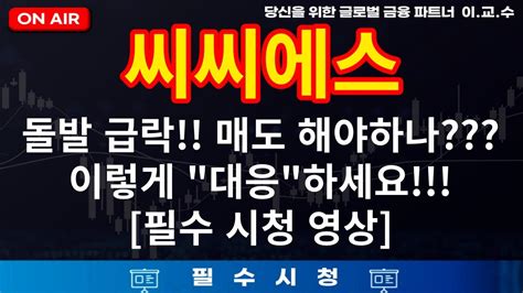 씨씨에스 주가분석 돌발급락 매도해야하나 대응은 이렇게 하세요 씨씨에스 씨씨에스대응 씨씨에스분석 씨씨에스목표가 Youtube