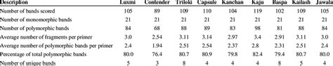 summary of rapd amplified products from bean cultivars download