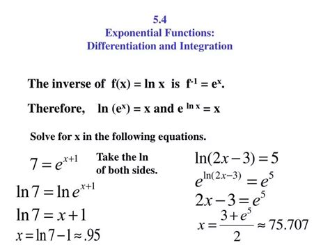 ppt 5 4 exponential functions differentiation and integration
