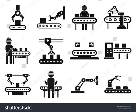 Assembly Line Icons Set Simple Set Stock Vector Royalty Free 1469919653 Shutterstock