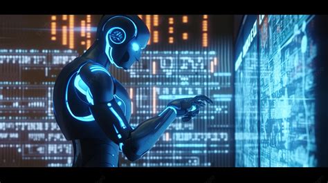 홀로그램 패널에서 주식 데이터를 분석하는 로봇의 3d 렌더링 인공의 로봇 비즈니스 시장 배경 일러스트 및 사진 무료 다운로드 Pngtree