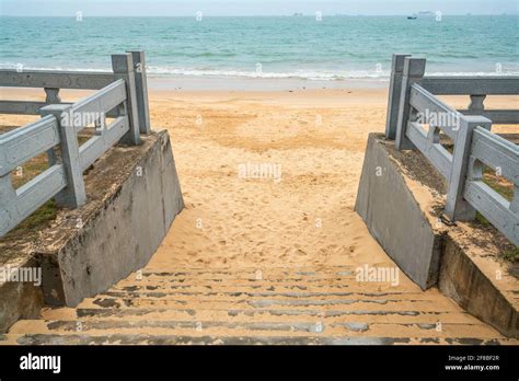 Stairs Leading To Beautiful Holiday Jiari Beach And Sea View In Haikou