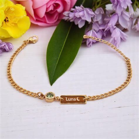 Birthstone Bracelet Gold Kpop Engraving