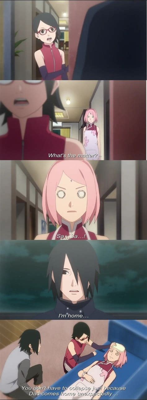 Sasuke Comes Home ️ Sakura Faints And Sarada Is Happily Shocked ️