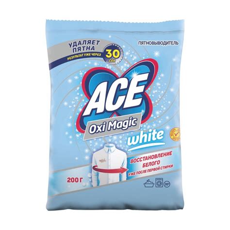 Отбеливатель Ace Oxi Magic White 200 г порошок для белого белья кислородный 80226266 в