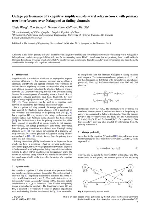 Pdf Outage Performance Of A Cognitive Amplify And Forward Relay