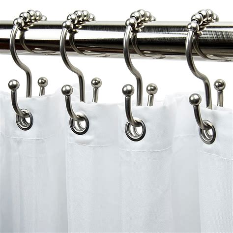 Allen Roth Brushed Nickel Stainless Steel Double Shower Curtain Hooks