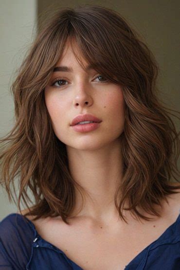 50 Chic Shoulder Length Haircuts With Bangs Soft Waves With Curtain