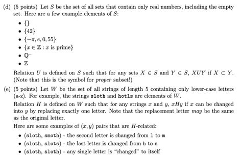 D 5 Points Let S Be The Set Of All Sets That Chegg Com