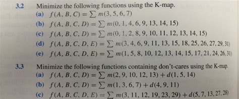 Solved Minimize The Following Functions Using The K Map A Chegg