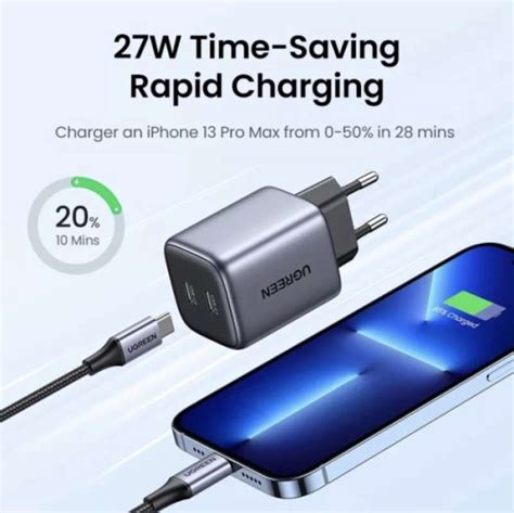 Promo Ugreen Gan Charger W Dual Usb Type C Port Quick Charge Diskon Di Seller Xionstore