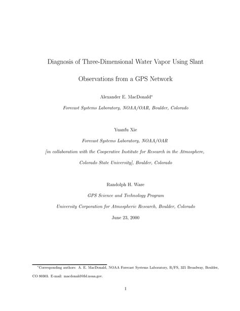 Pdf Diagnosis Of Three Dimensional Water Vapor Using A Gps Network