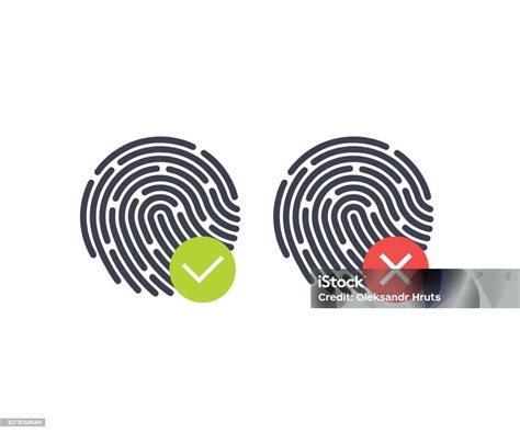 지문 흰색 바탕에 허용 하 고 거부 상태 인증 기호 벡터 일러스트입니다 원형에 대한 스톡 벡터 아트 및 기타 이미지 원형