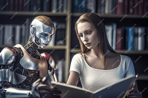 Premium Photo Artificial Intelligence Chat Bot Teaching A Woman