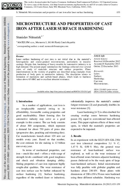 Microstructure And Properties Of Cast Iron After Laser Surface Hardening