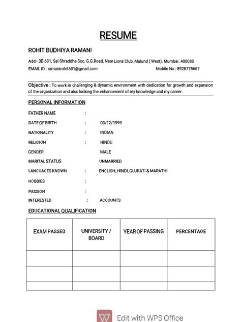 Rohit Ramani Resume Pdf Money Debt