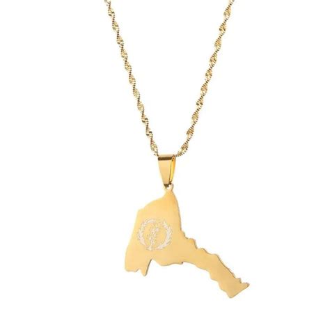Eritrea Flag Map Necklace Flag Nation Map Necklace Eritrea Flag Country Wear