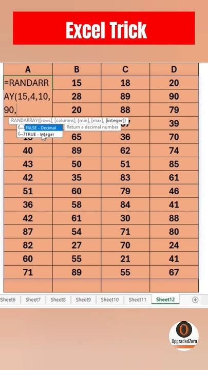 Randarray Excel Exceltips Exceltutorial Youtube