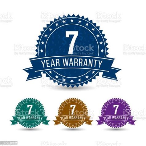 간단하면서도 강력한 7 년 보증 배지 밀봉 흰색 배경에 고립 리본 기호 1위에 대한 스톡 벡터 아트 및 기타 이미지 1위 7 계약서 Istock