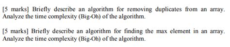 Solved 5 Marks Briefly Describe An Algorithm For Removing