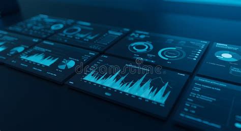 Analyzing Business Data Visualization On Digital Dashboard Screens Displaying Charts Stock