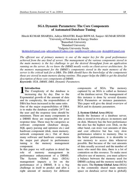 sga dynamic parameters the core components of automated database