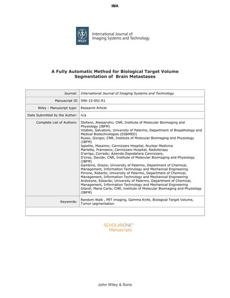 Pdf A Fully Automatic Method For Biological Target Volume Segmentation Of Brain Metastases