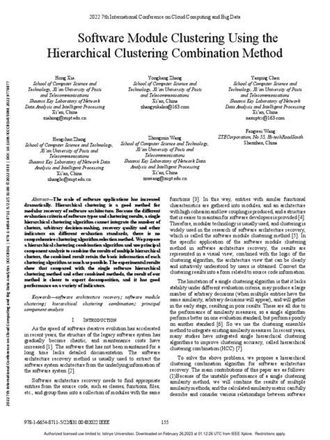 Software Module Clustering Using The Hierarchical Clustering Combination Method Download Free