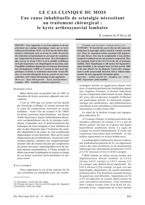 Pdf Clinical Case Of The Month An Uncommon Cause Of Sciatica