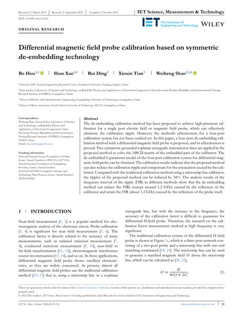 Pdf Differential Magnetic Field Probe Calibration Based On Symmetric