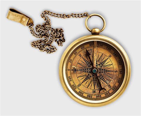 Vintage Compass Rose Antique Brass Compass Compass With Chain