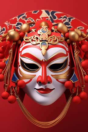 数字艺术新中式国潮戏曲京剧面具模型素材下载 众图网