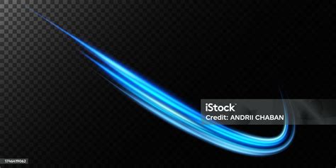 속도 이동의 추상적인 빛의 선 푸른 색 가벼운 일상의 빛나는 효과 반원형 파 가벼운 흔적 곡선 소용돌이 광섬유 백열등 곡선에 대한 스톡 벡터 아트 및 기타 이미지 Istock