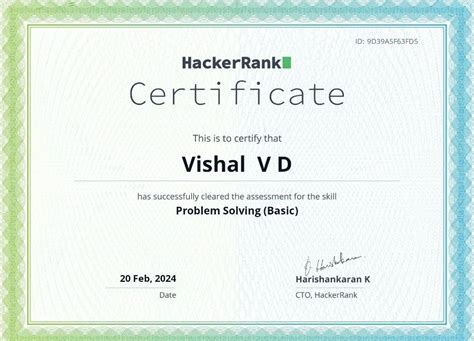 vishal v d on linkedin hackerrank problemsolving coding achievementunlocked