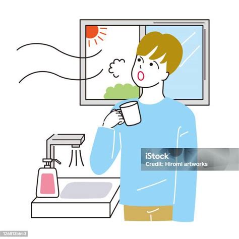 인공 호흡기동안 코로나에 대한 측정으로 양치질하는 남자의 벡터 일러스트 감기바이러스에 대한 스톡 벡터 아트 및 기타 이미지