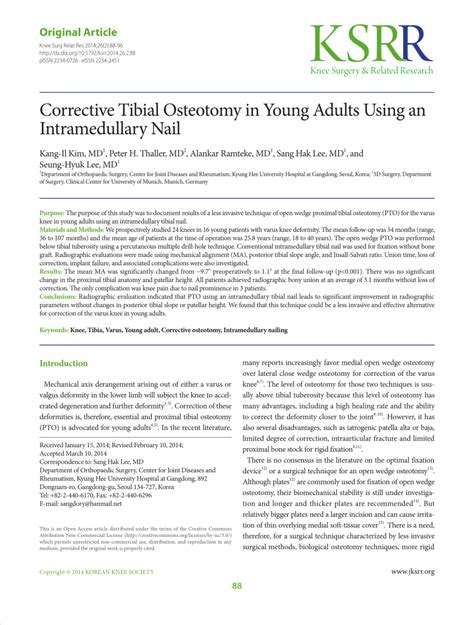 Pdf Corrective Tibial Osteotomy In Young Adults Using An Intramedullary Nail