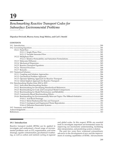 Pdf Benchmarking Reactive Transport Codes For Subsurface Environmental Problems