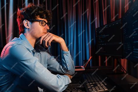 Premium Photo It Developer Thinking Online Software Information Coding On Pc Screen Gusher