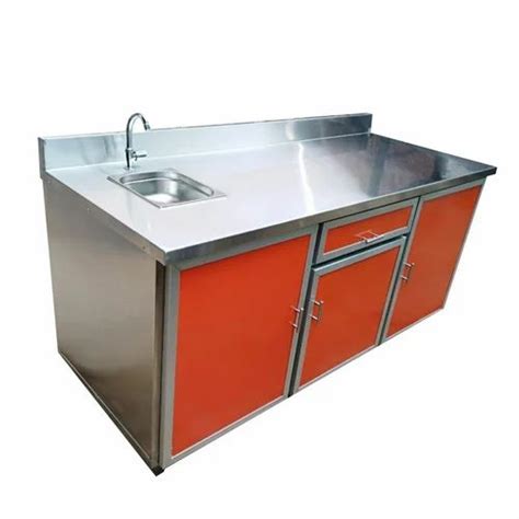 Silver And Red Floor Mounted Stainless Steel Kitchen Cabinet For Hotel At ₹ 12000piece In