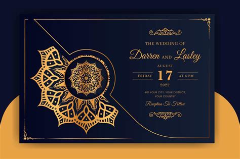 Luxury Mandala Wedding Invitation Card Template With Pattern Arabic