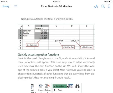 Excel Basics IPad Sample In Minutes Guides
