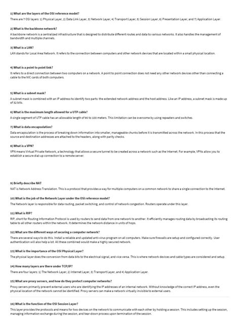 Networking Interview Question And Answer 1 1 Pdf Computer