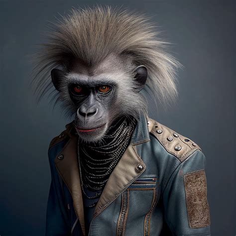 Premium Ai Image A Monkey With A Blue Jacket And Blue Jacket